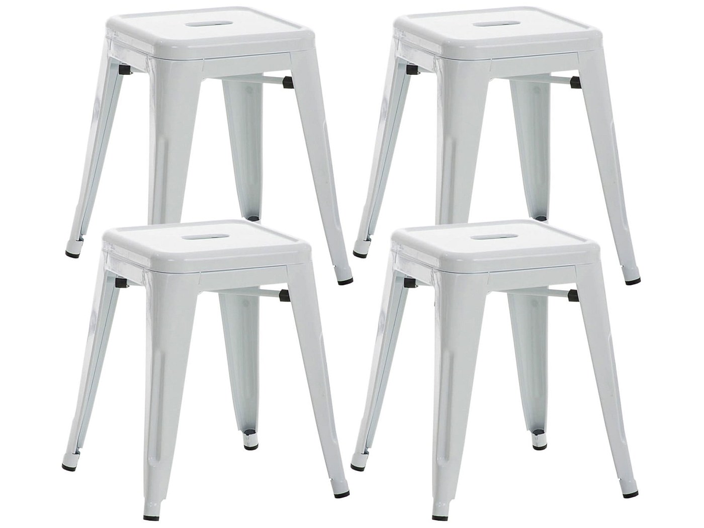 Lot de 4 Tabouret - Métal & Métal - Blanc - Armin