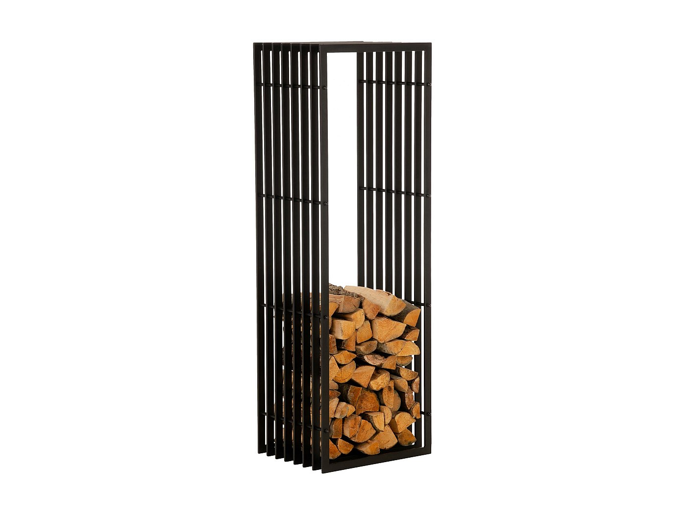 Etagère bois de cheminée - Métal - 50 x 40 x 150cm - Noir-mat - Irving