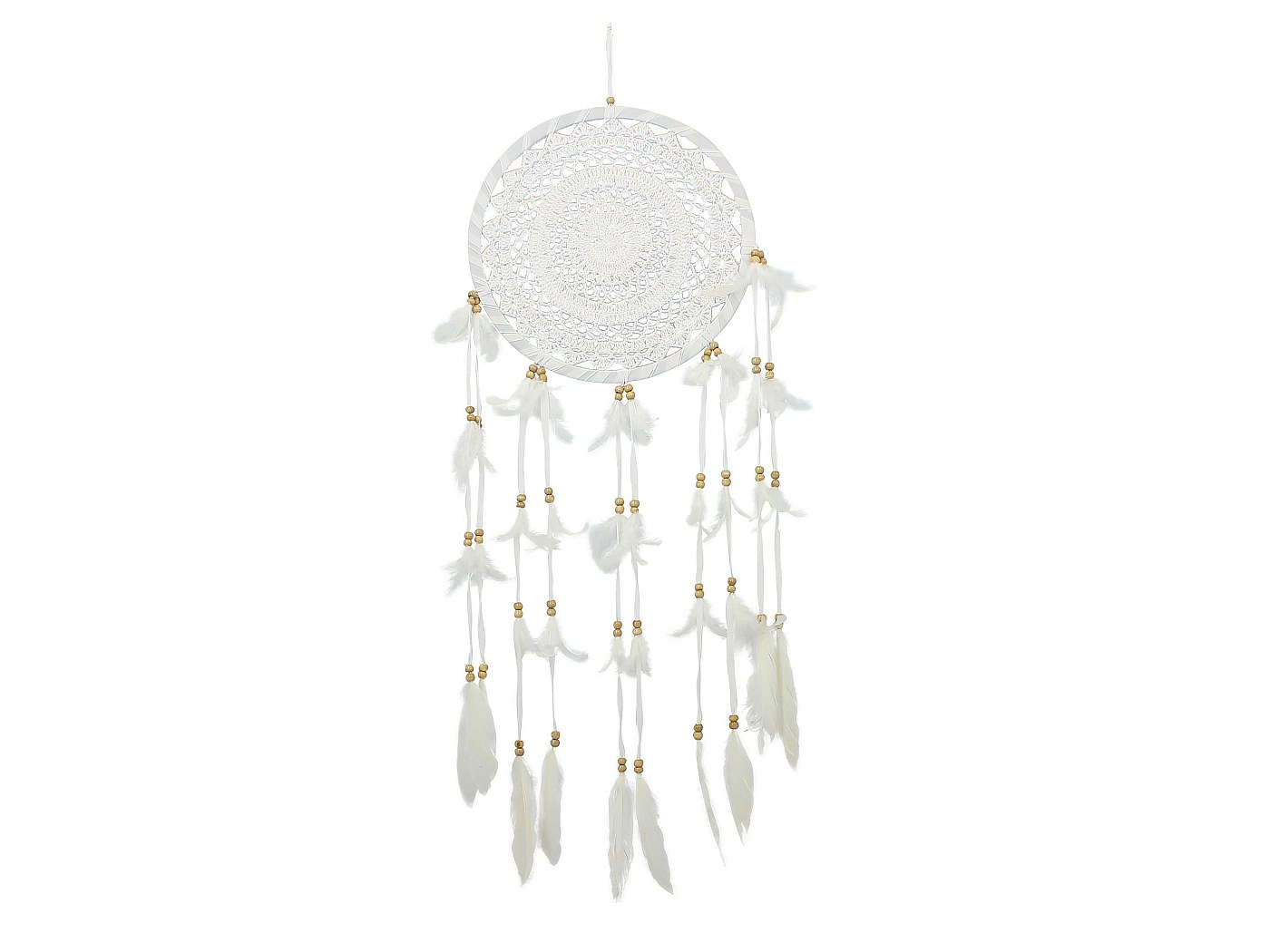 Now's Home - Attrape Reve En Plumes Et Coton Blanc O33x100cm Pokana