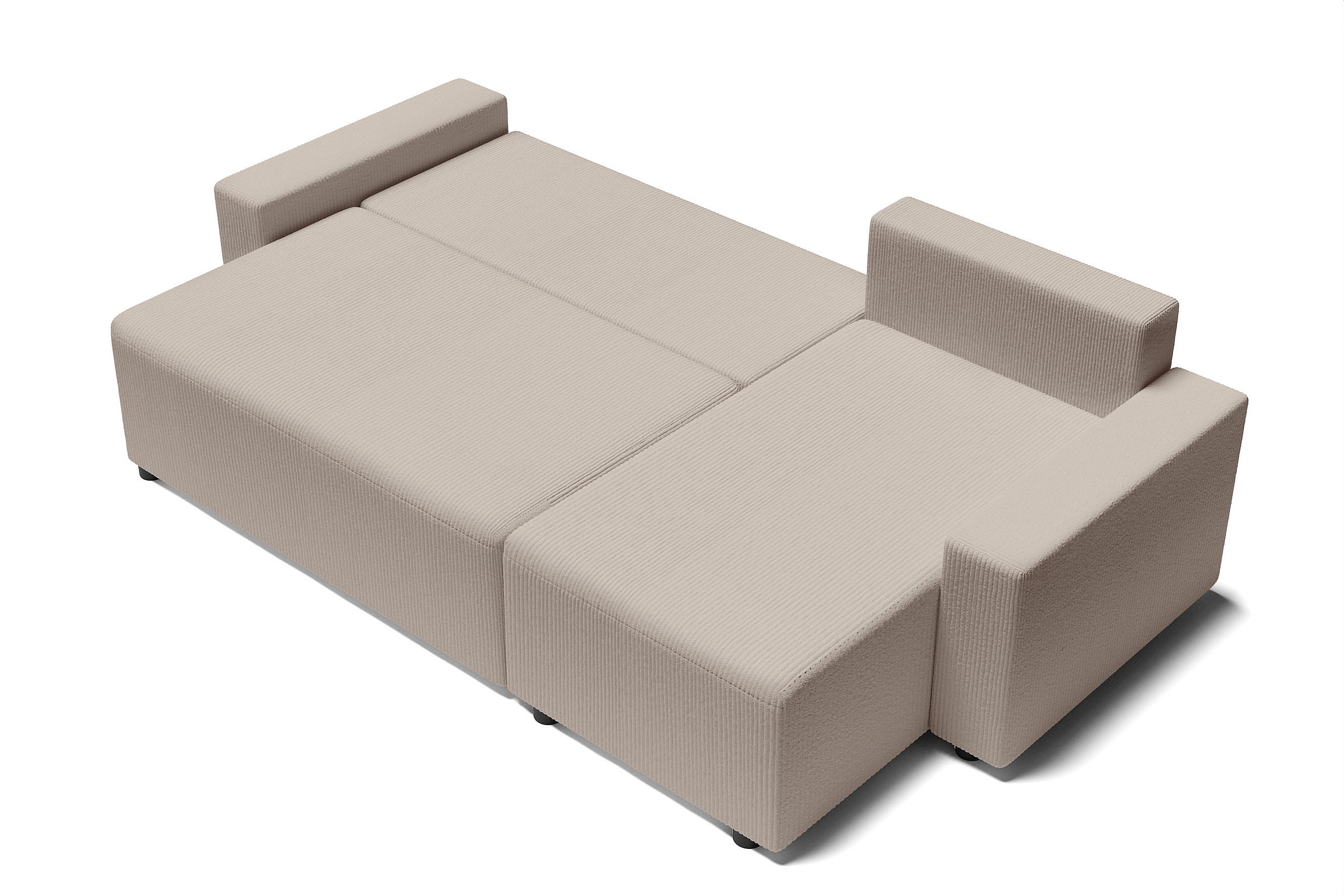 Canapé d'angle ALMA convertible velours côtelé grège 4 places