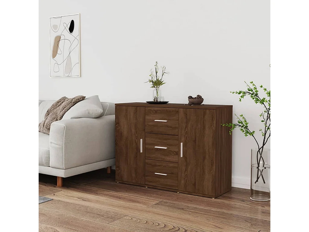 Sideboard Lowboard - Braun Eichen-Optik 91x29,5x65 cm Holzwerkstoff ...