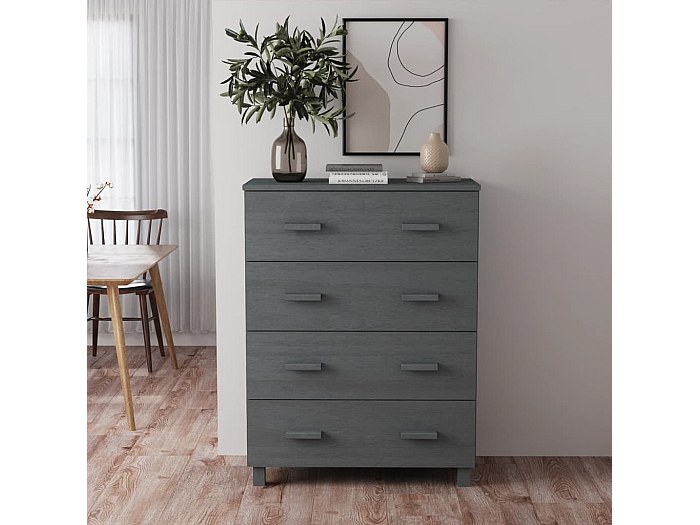 Sideboard Lowboard - HAMAR Dunkelgrau 79x40x103,5 cm Massivholz Kiefer ...