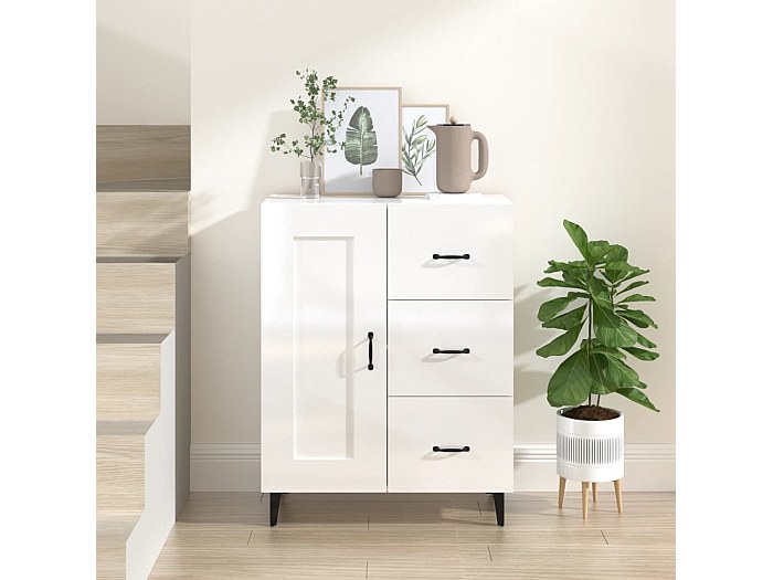 Sideboard Lowboard - Hochglanz-Weiß 69,5x34x90 cm Holzwerkstoff -RM53971