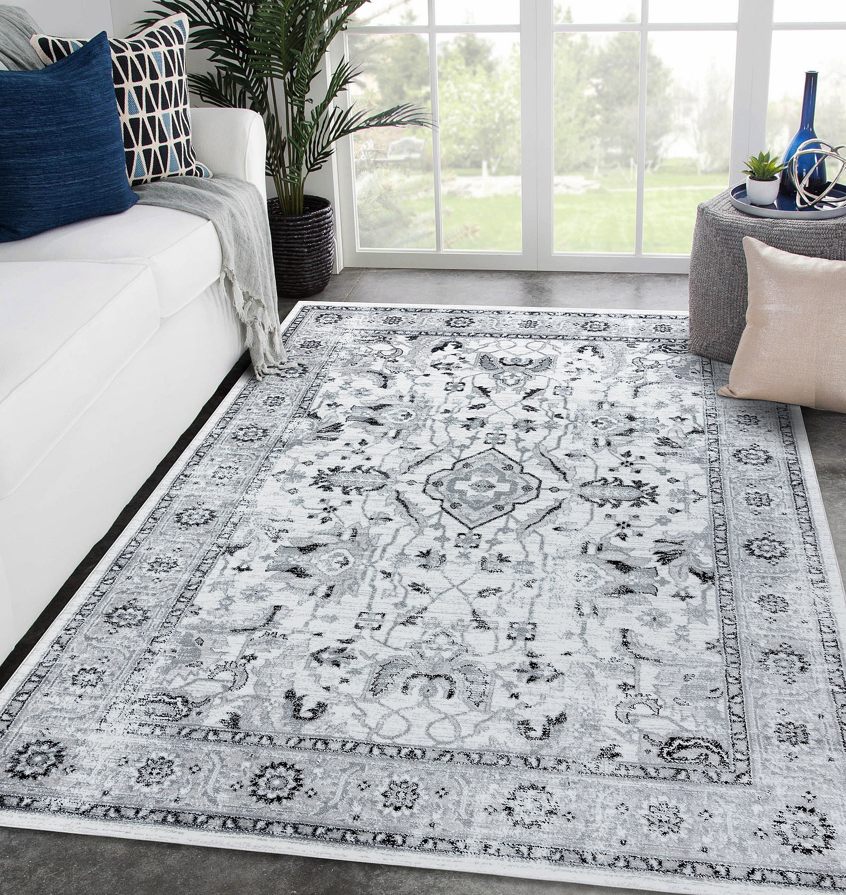 Teppich ARGENT - W7040 Rahmen, vintage grau / schwarz 160x220 cm