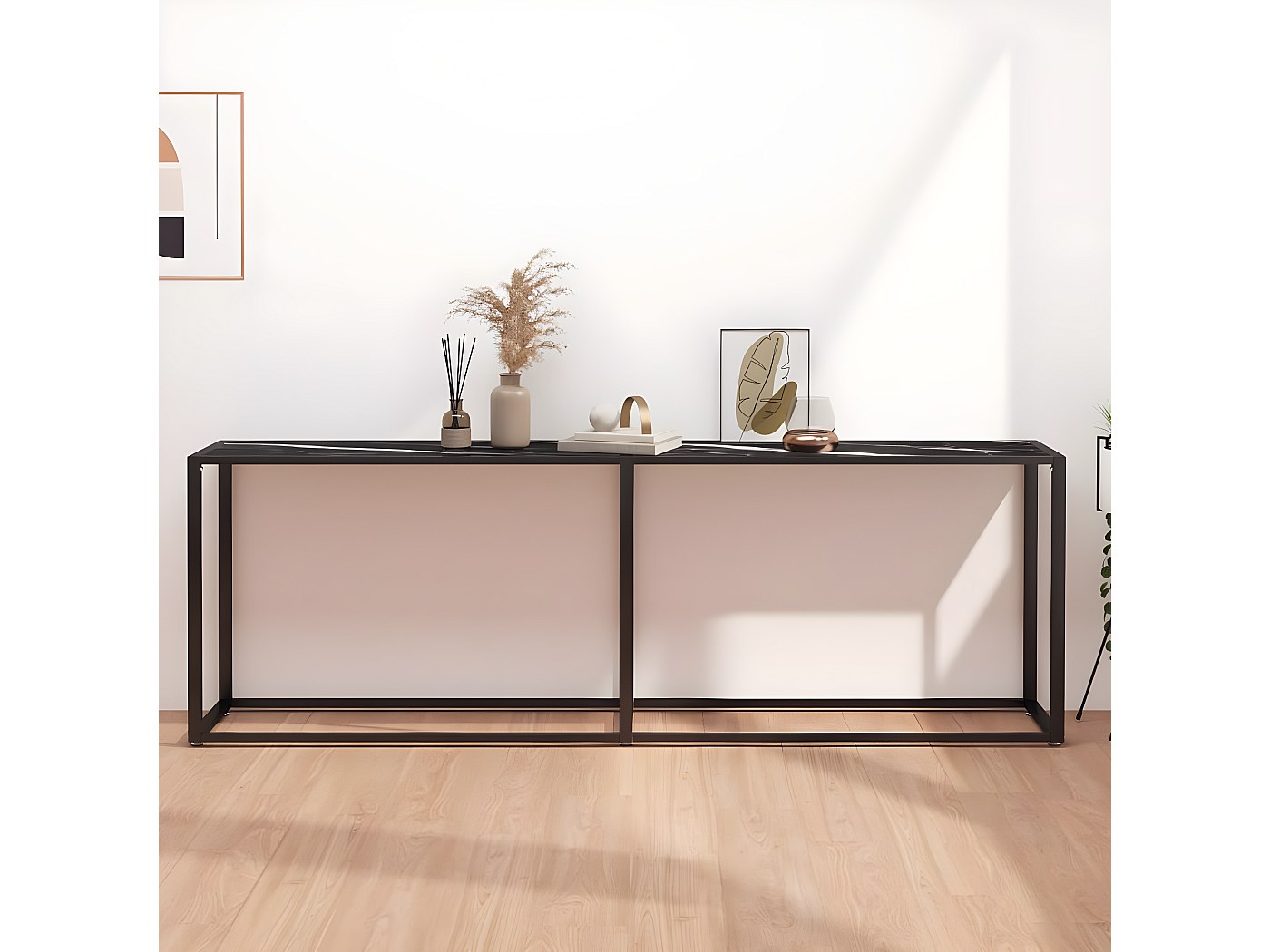 Table console, Table d'entrée pour salon, Bout de canapé Marbre noir ...