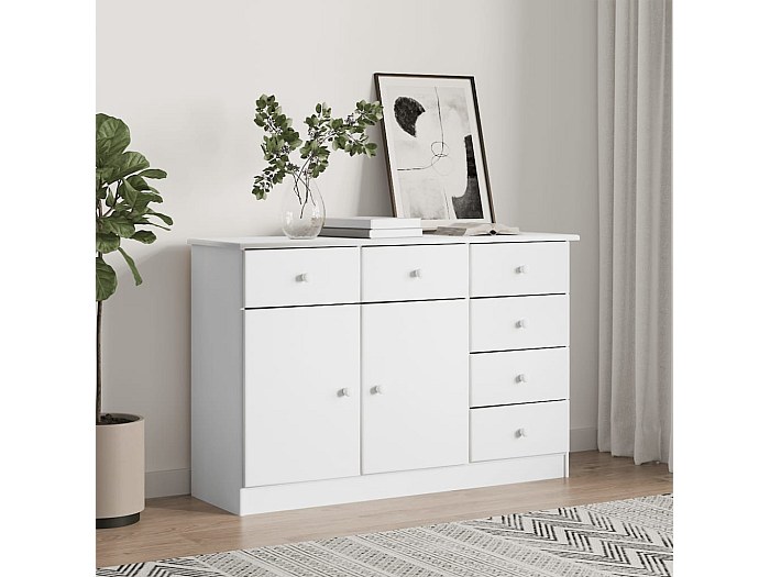 Sideboard Lowboard - ALTA Weiß 112x35x73 cm Massivholz Kiefer -RM35710