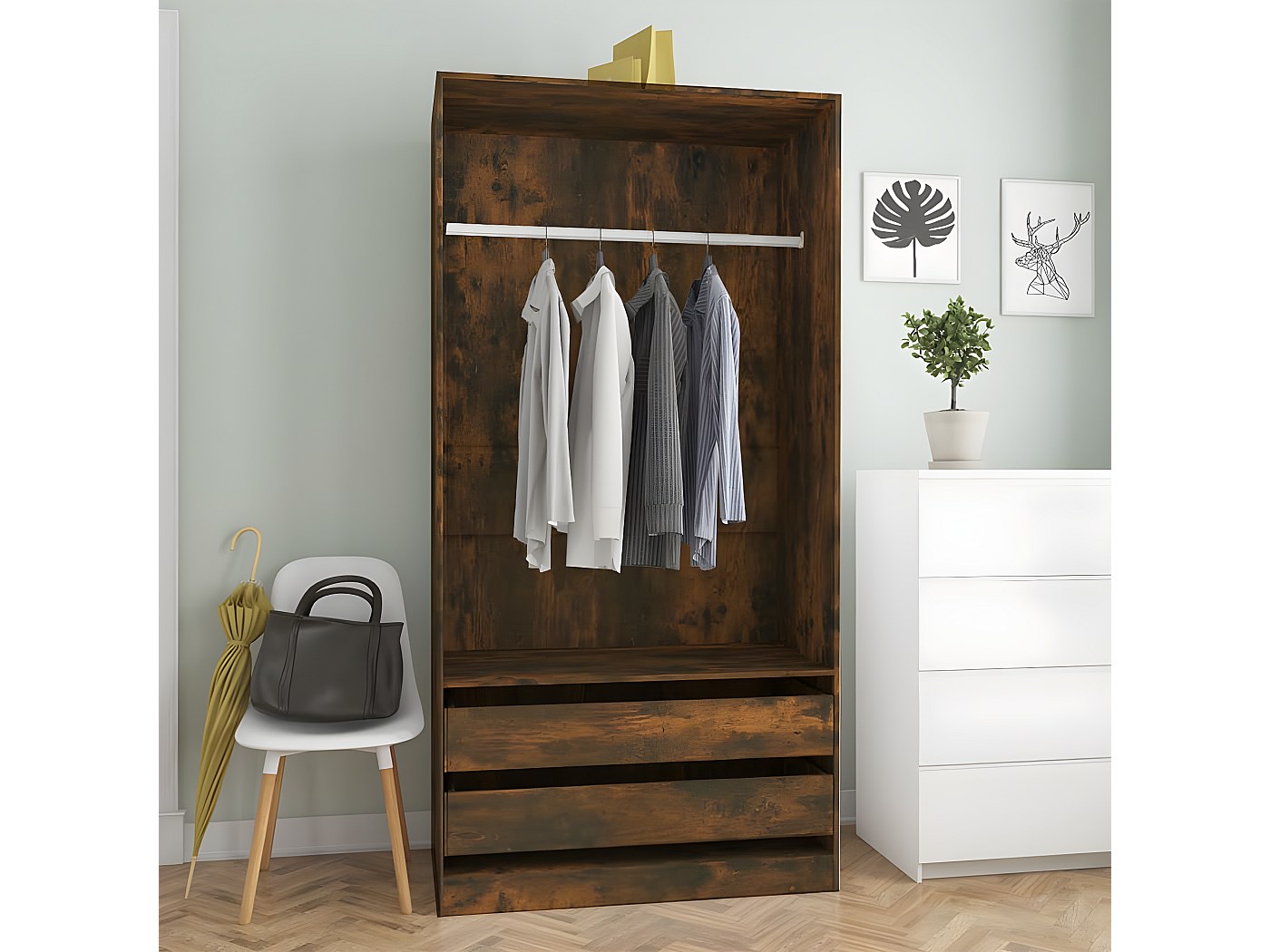 Garde-robe Chêne fumé 100x50x200 cm Bois d'ingénierie OFR50871 BonneVie ...