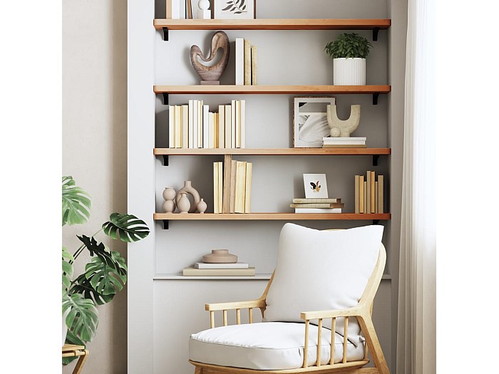 Étagère murale 80x20x2,5 cm bois massif de hêtre OFR40781 BonneVie Meuble
