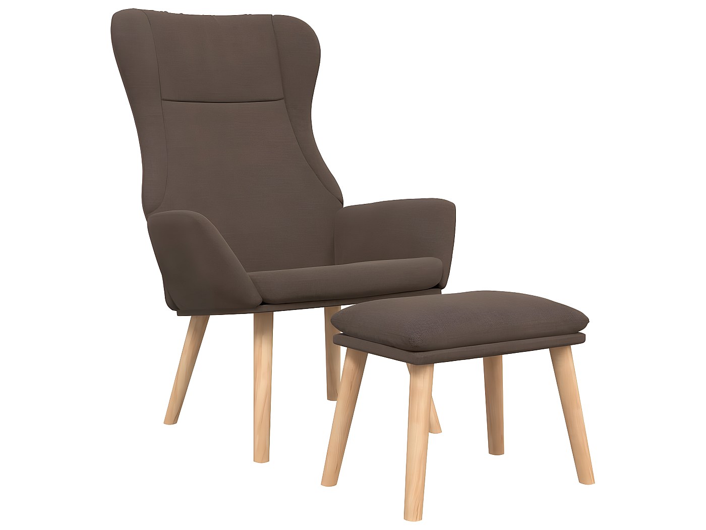 Sillón de relax con taburete de tela gris taupé ES58503