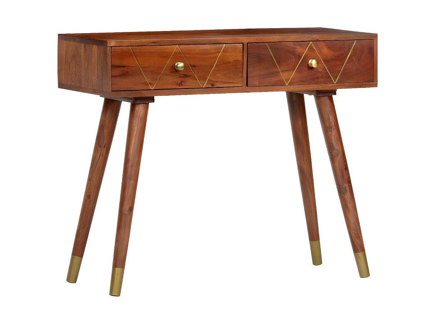 Mesa consola de madera maciza de acacia 90x35x76 cm Marrón