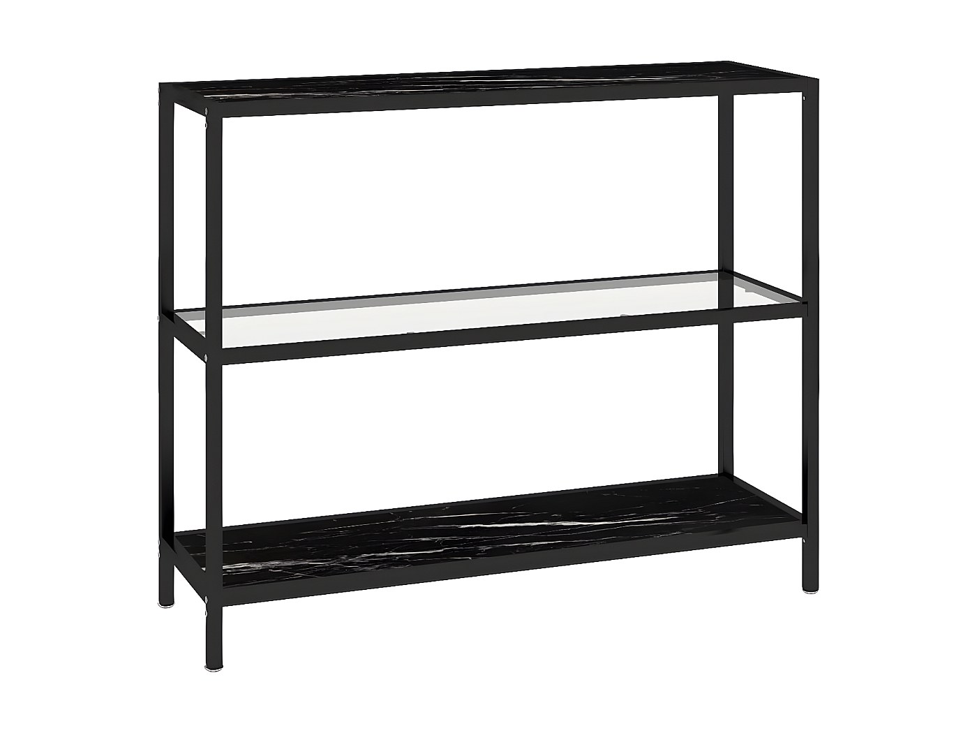 Table console Transparent-marbre noir 100x36x90 Verre trempé