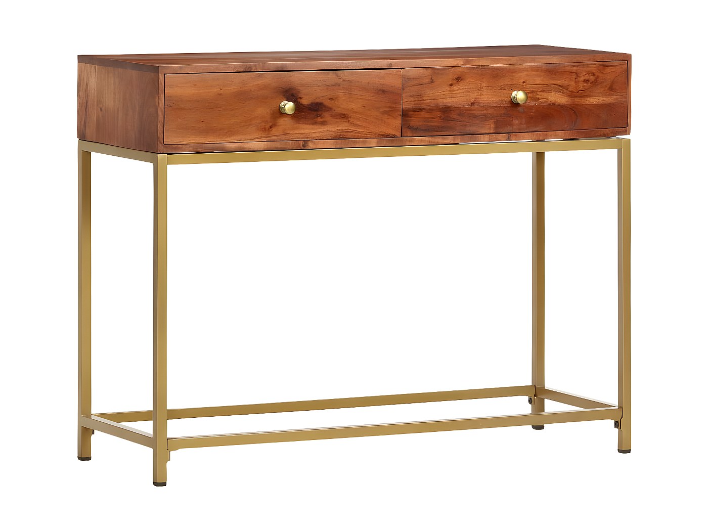 Mesa consola de madera maciza de acacia 100x35x76 cm Marrón