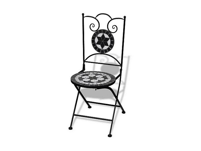 Chaise pliable métal et céramique noir Ivai - Lot de 2