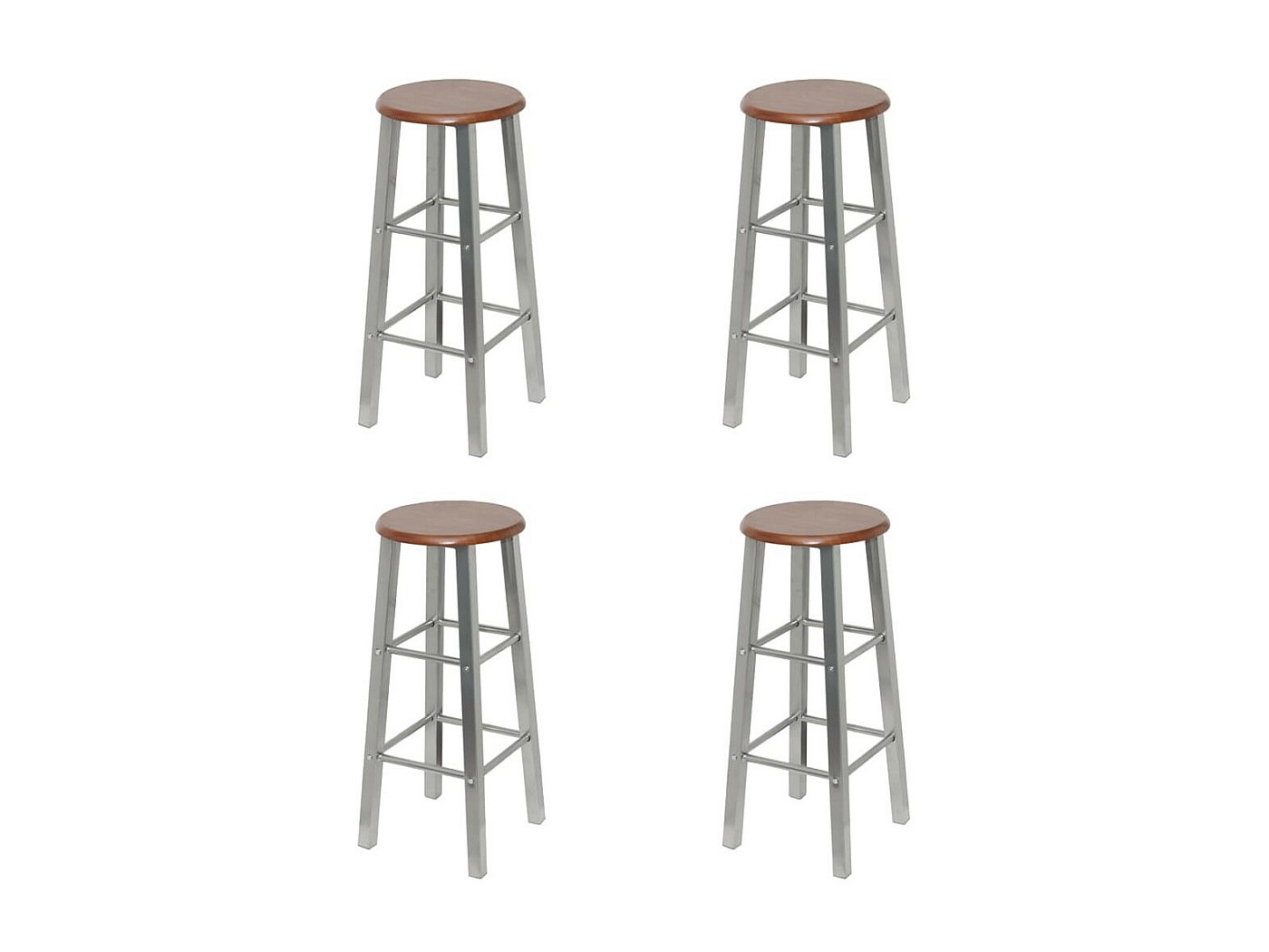 Taburetes de cocina 4 unidades MDF plateado y marrón