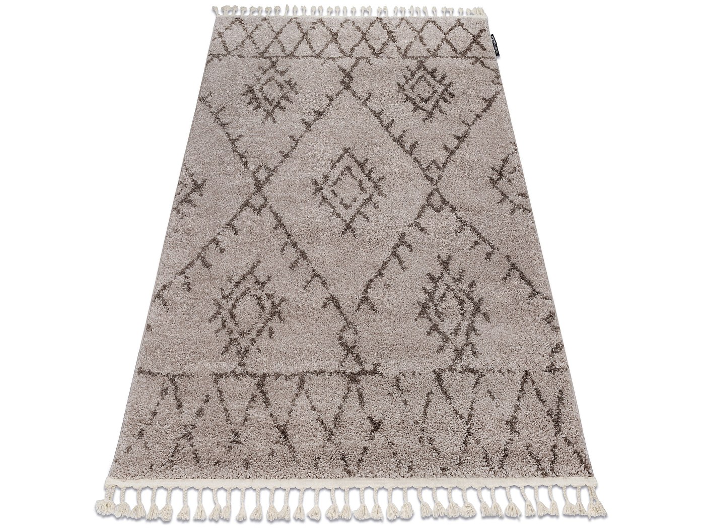 Tapis BERBER FEZ G0535 beige et marron Franges berbère marocain shagg ...