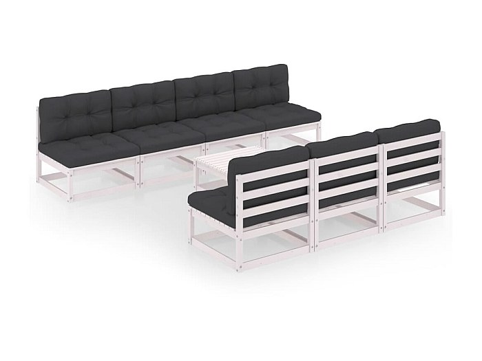 Salon de jardin 8 pcs avec coussins Bois de pin massif 28