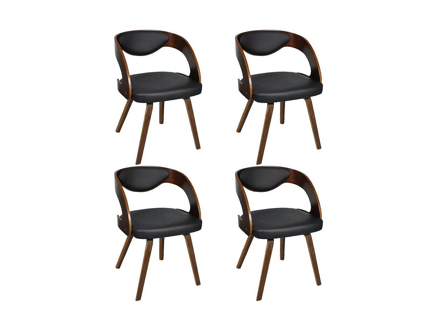 Sillas de comedor 4 uds madera curvada piel sintética marrón