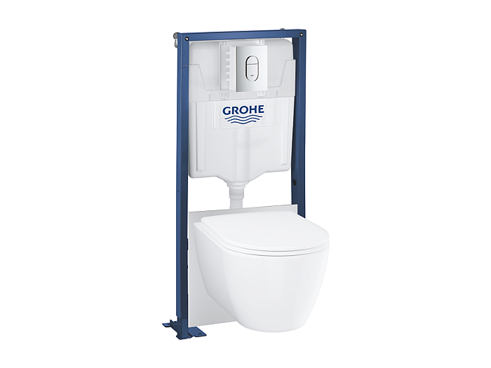 Grohe Pack WC suspendu sans bride Essence + abattant + plaque chromée ...