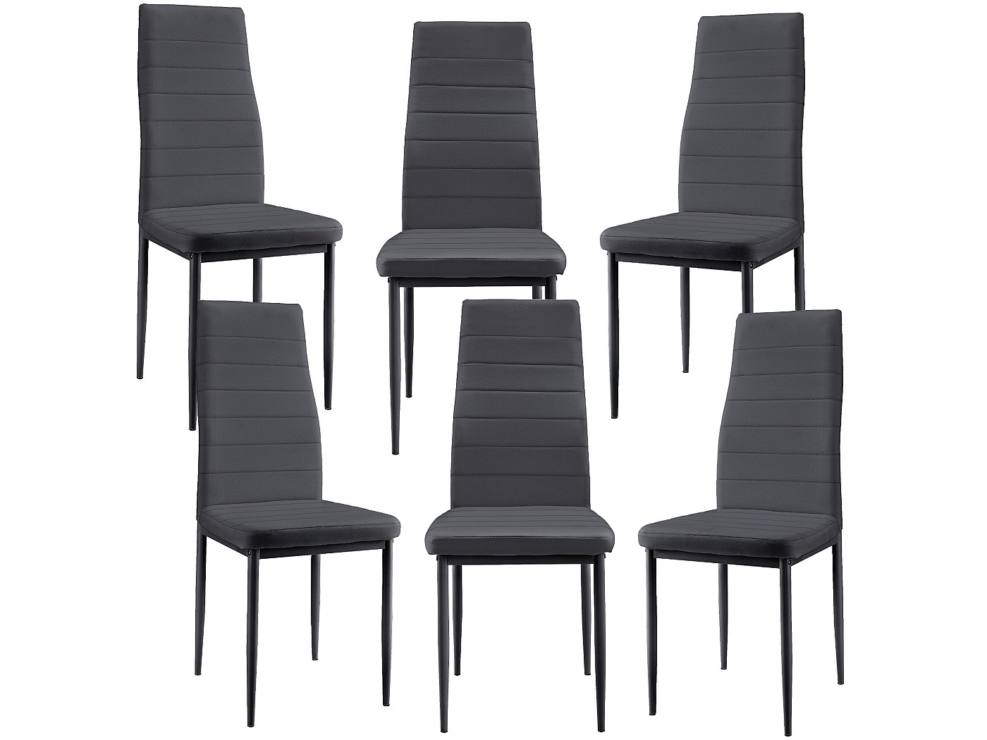Kit de 6 x Chaises de salle à manger cuir synthétique 96x43x52 cm gris ...