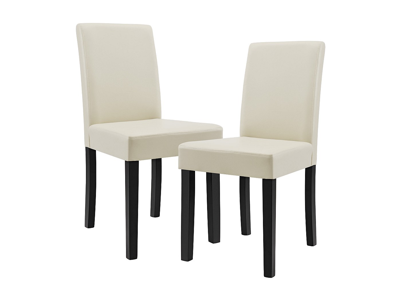 Kit de 2 Chaises Bois Cuir-synthétique 90x42x48 cm crème - ivoire [en.casa]
