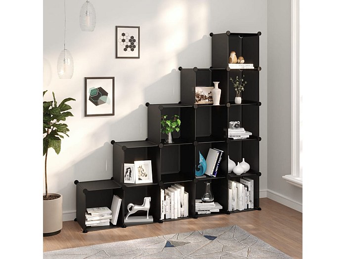 Cubes de rangement 15 pcs Noir PP
