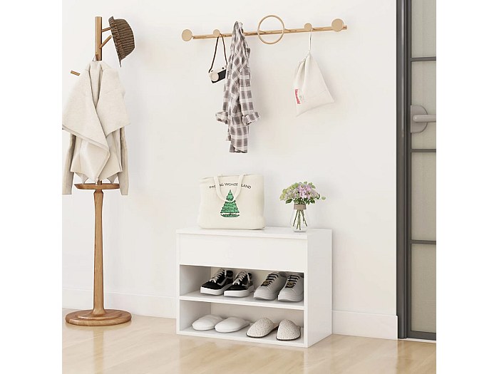 Schuhbank Weiß 60x30x45 cm Spanplatte