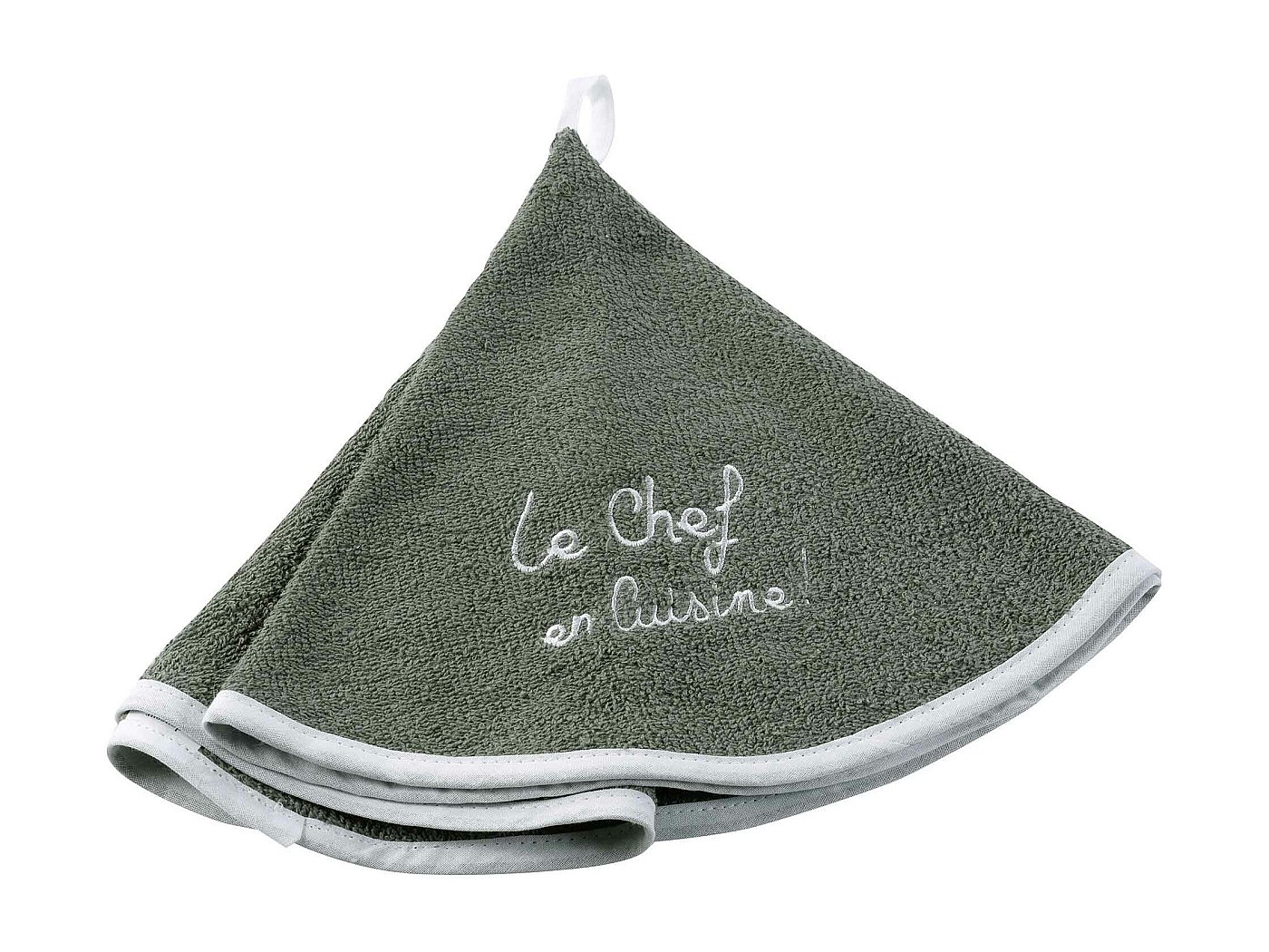 Essuie main torchon 60 cm Le chef en cuisine kaki