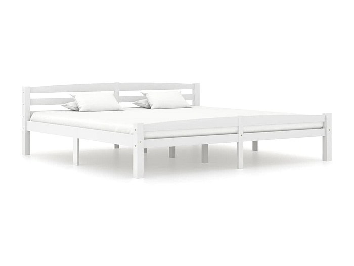 Cadre de lit Blanc Bois de pin massif 200x200 9