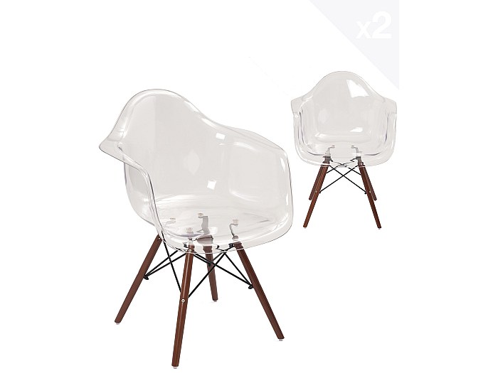 Lot de 2 chaises transparentes design scandinave NEPAL (Transparent)