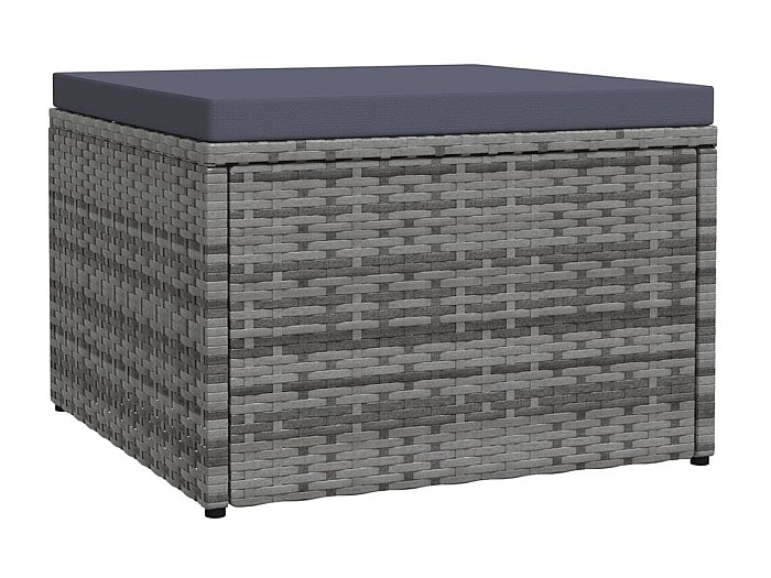 Repose-pied de jardin avec coussin Gris Résine tressée