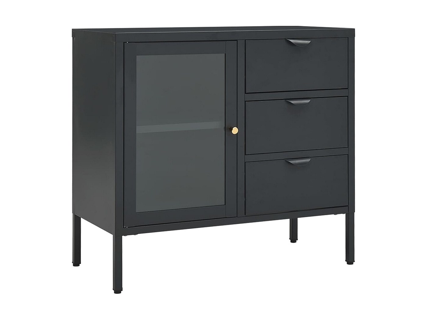 Buffet Anthracite 75x35x70 Acier et verre trempé