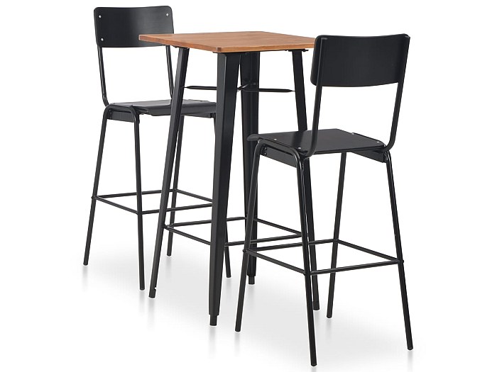 Mobilier de bar 3 pcs Acier Noir 3