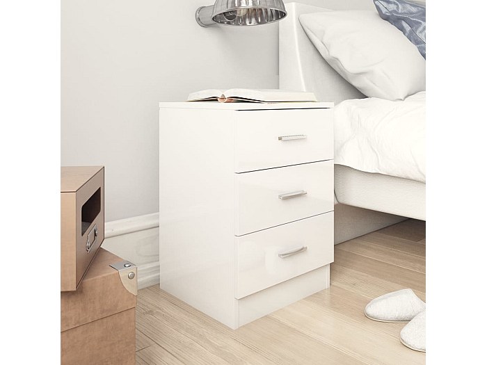 Comodini 2 pz Bianco lucido 38 x 35 x 56 cm Truciolare