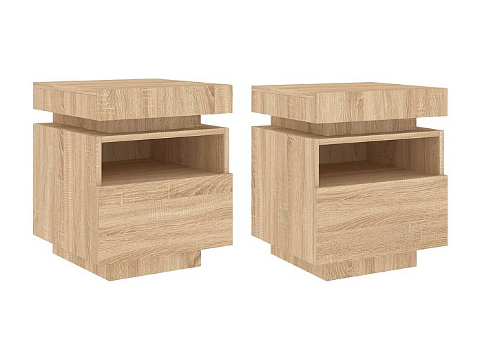 Comodini con luci a LED 2 pezzi rovere Sonoma
