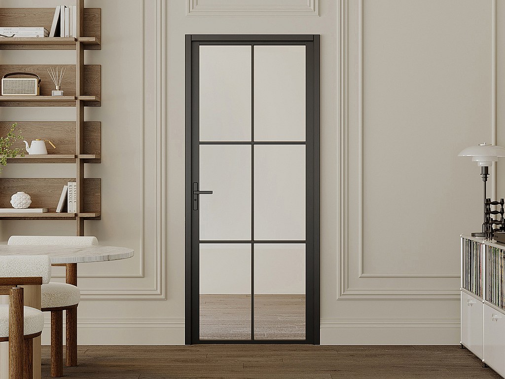 Bloc porte réversible en aluminium et verre trempé - H204 x L73 cm - SEROTO