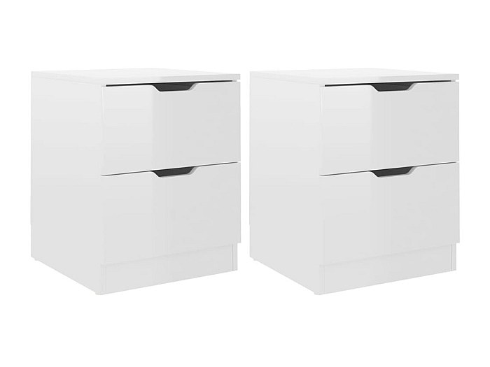 Comodini 2 pz Bianco lucido 40x40x50 cm Truciolare