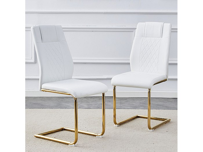 Set di 4 sedie cantilever in ecopelle - schienale con motivo a rombi - struttura in metallo ...