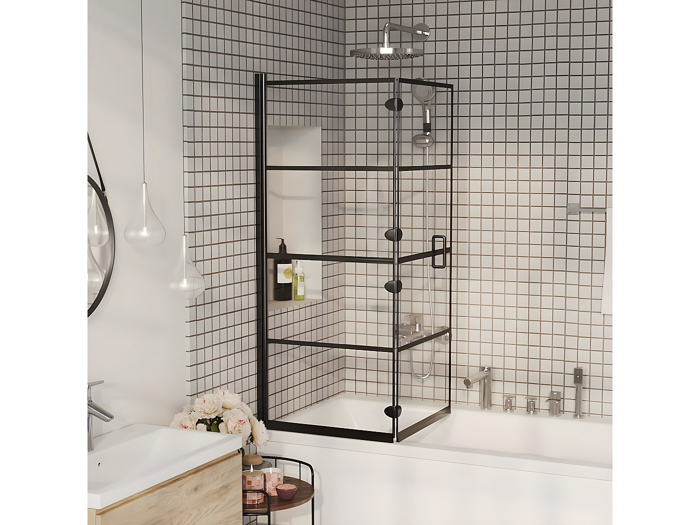 Paroi de douche pliable ESG 120x140 cm Noir WVGQ3141