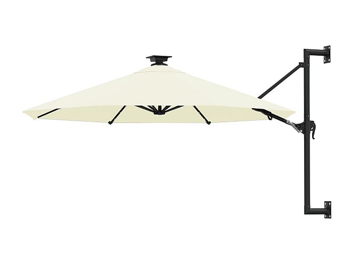 Parasol mural avec mât métallique et LED 300 cm Sable WVGQ7687