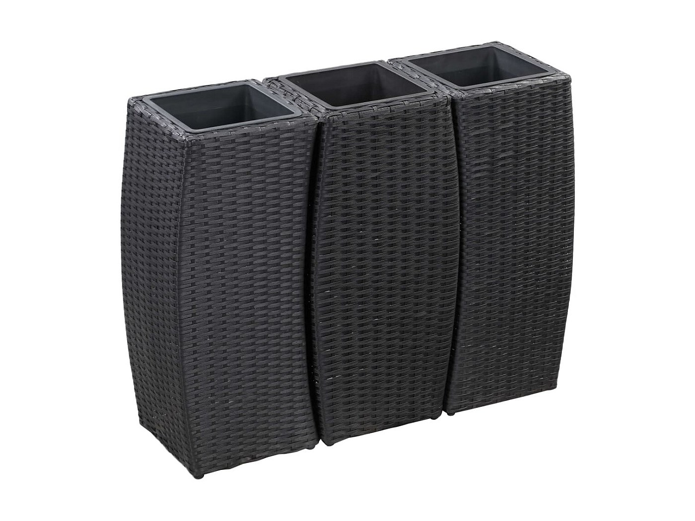 Jardinière Lits surélevés de jardin 3 pcs Résine tressée Noir WVGQ1930