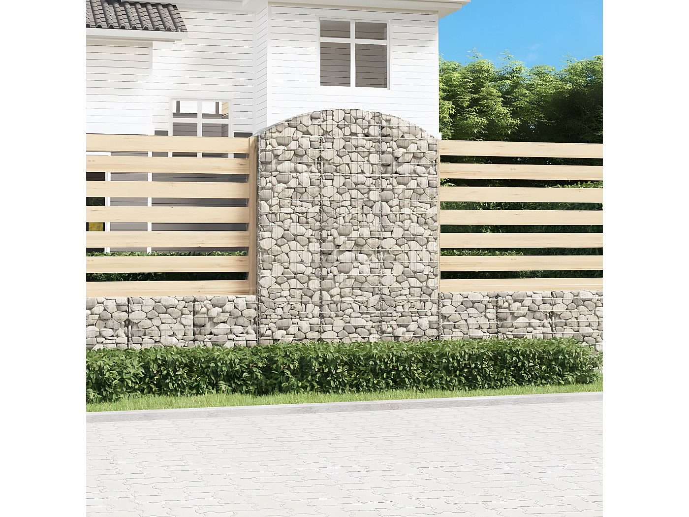 Cesta gaviones forma arco hierro galvanizado 150x50x200/220 cm ES26535