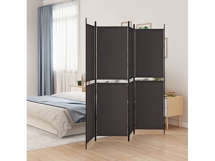 Biombo/Biombo - Divisória com 4 painéis 200x200 cm tecido castanho PT554514