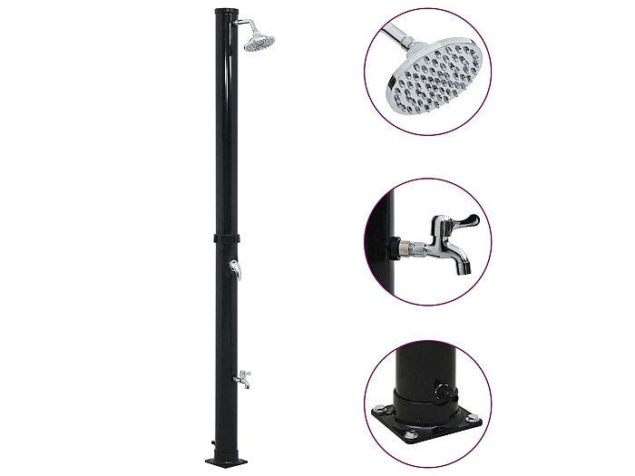 Chuveiro solar 220 cm 20 L preto PT554645
