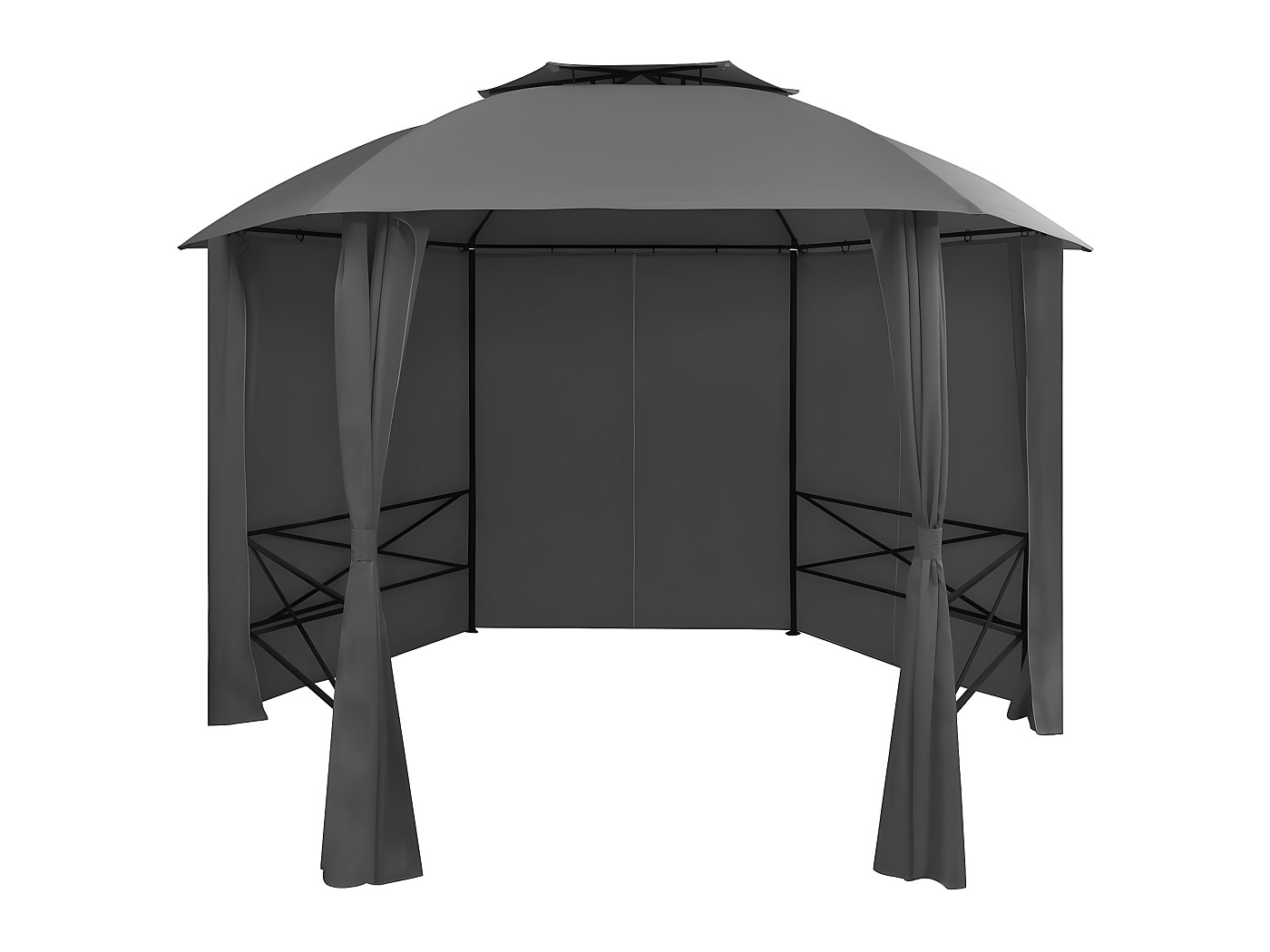 Pergola de jardin avec rideaux Hexagonal 360 x 265 cm WVGQ1005