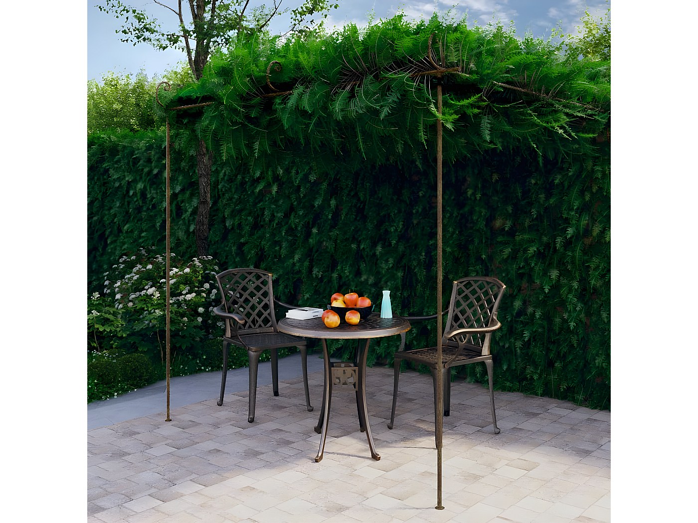 Pérgola de jardín marrón antiguo 3x3x2,5 m hierro ES230399