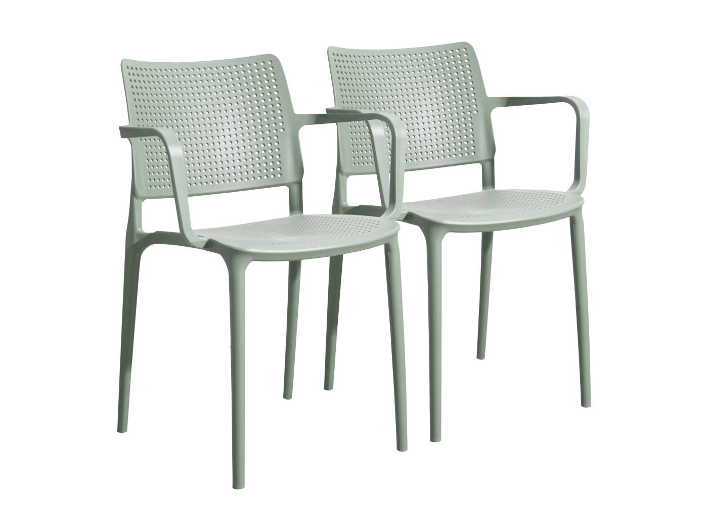 Lot de 2 fauteuils de jardin vert sauge Lot de 2 fauteuils de jardin vert sauge