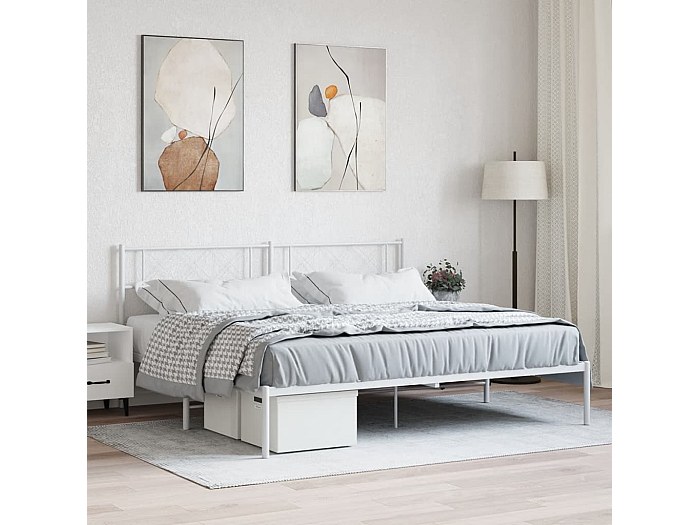 Letto matrimoniale con Testiera Metallo Bianco 183x213 cm CFW722867