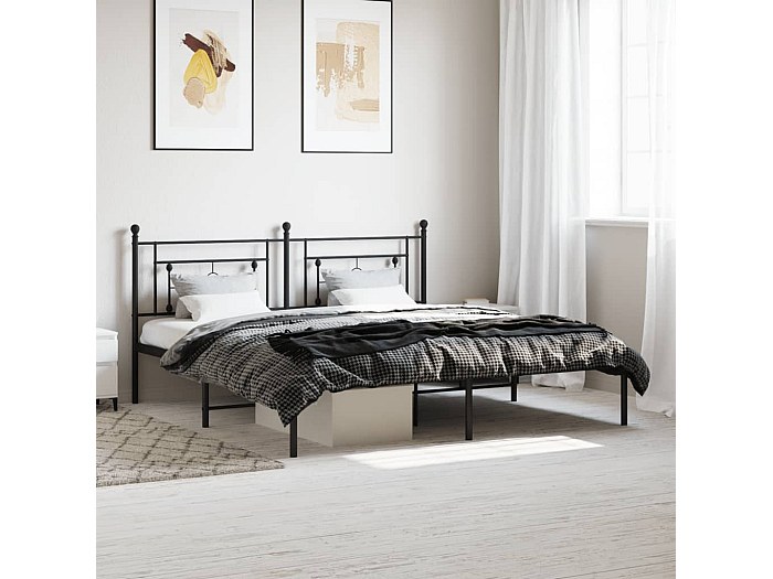 Letto matrimoniale con Testiera in Metallo Nero 180x200 cm CFW613279