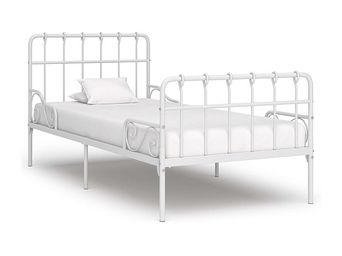 Letto singolo con Base a Doghe Bianco in Metallo 90x200 cm CFW793426