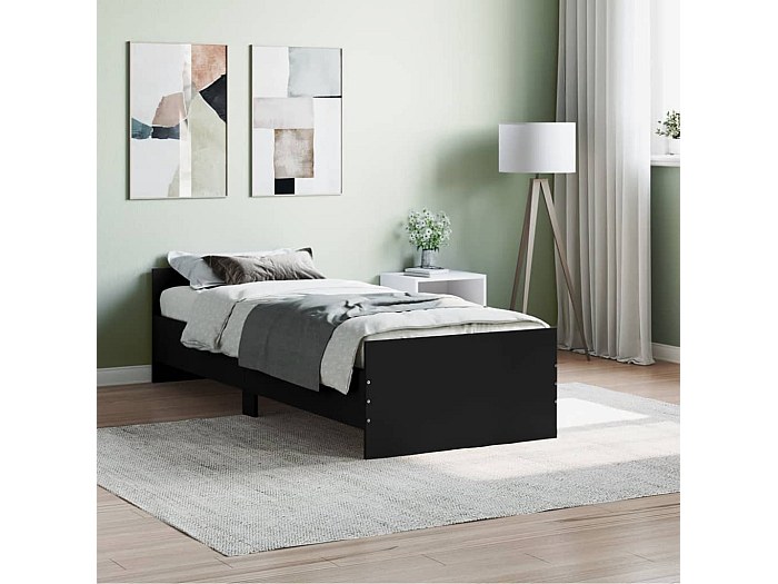 Letto singolo Nero 75x190 cm Small Single in Legno Multistrato CFW657875